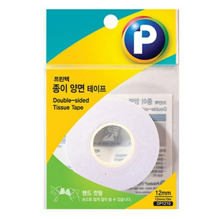 뜯어쓰는 종이 양면테이프 12mm 얇은 테입 10mm 양면 테프 접착 테이프 테잎 선물 포장 사무용 다용도 티몬